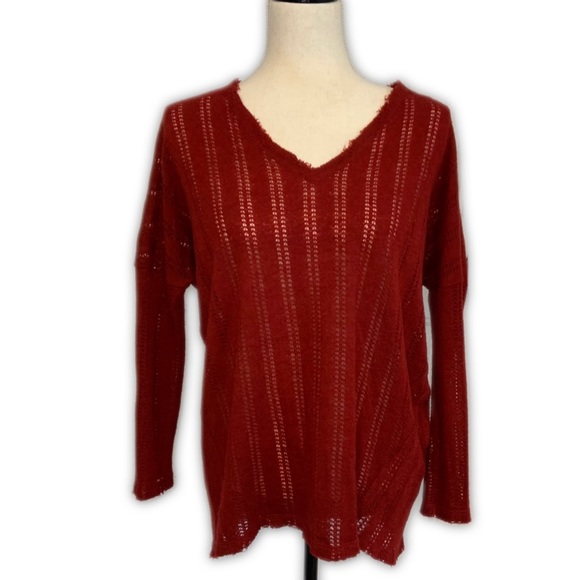 TCEC | Sweaters | Tcec Red Open Knit Long Length Cotton Blend Sweater ...